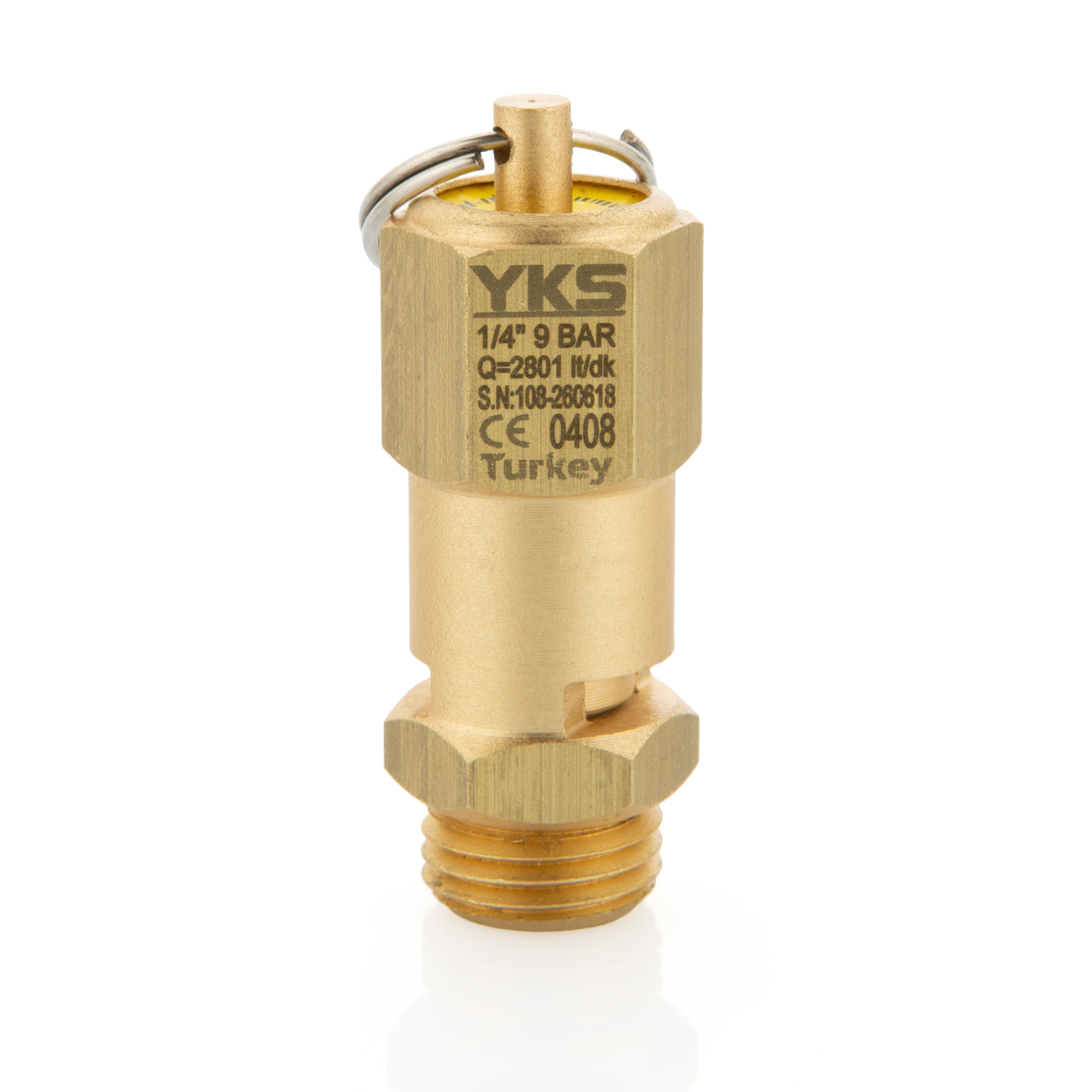 1/4″ 9 Bar CE Certified Sealed Brass Safety Valve - Basınçlı Hava ...